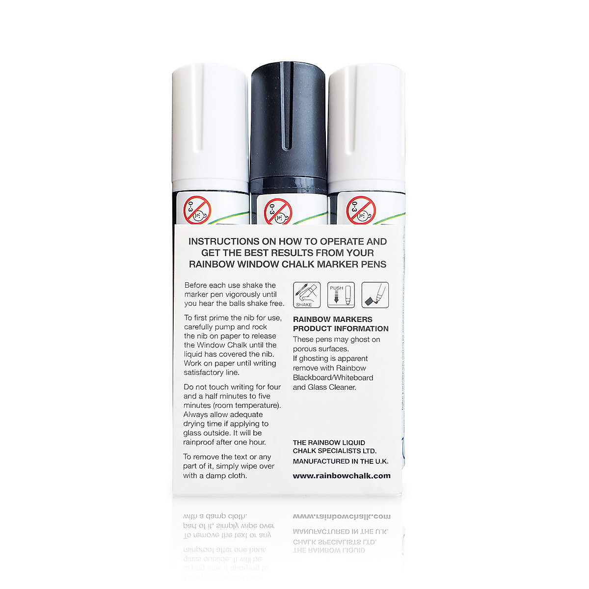 Glass Pen Window Marker: Jumbo Liquid Chalk Markers for Glass Washable, Car Marker & Mirror Paint Pen - Graduation Car Windows, Storefront Windows & Party, Holiday (3 Pens - Black & White - Wide Tip)