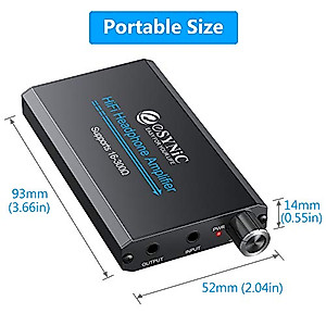 eSynic Professional 16-300Ω Headphone Amplifier Portable Headphone Volume Amplifier Rechargeble Headphone Amp Desktop Amp With 3.5mm Jack & A Two-stage Gain Switch for MP3 MP4 Phones and Computers etc
