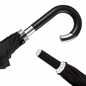 DAVEK ELITE UMBRELLA (Classic Black) - Quality Cane Umbrella with Automatic Open, Strong & Windproof