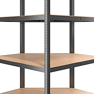 vidaXL 5-Layer Corner Shelf Industrial Shelving Warehouse Workshop Storage Corner Shelf Unit Rack Furniture Anthracite Steel and Engineered Wood