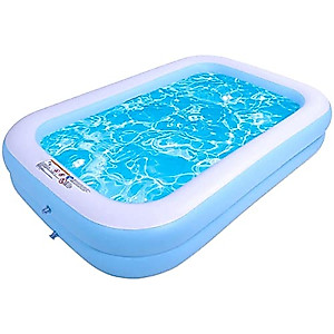 Inflatable Blow Up Kiddie Pool Family Swimming Pool Family Full Size Rectangular Pool Paddling Water Splashing Ball Pool for Kids Toddler Adult for Outdoor Garden Backyard, 103" X 69" X 20"