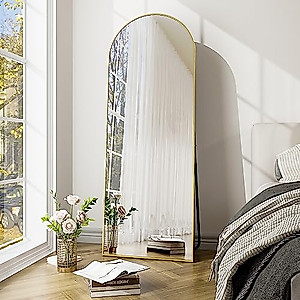 GLSLAND-21x64 inch Arched Full Length Mirror-Aluminum Alloy Frame High Definition-Full Body Mirror for Bedroom or Living Room