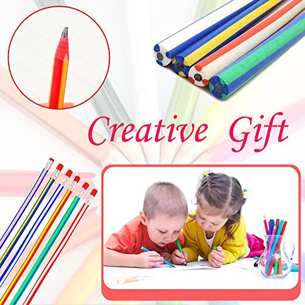 Guuozzli 45 Pack Flexible Soft Pencil,7.1 Inch Magic Bend Pencils,Soft Novelty Pencil with Eraser for Kids Gift Students School Classroom Supplies