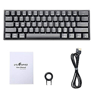 VELOCIFIRE Wireless Bluetooth Mechanical Keyboard, M1 TKL61WS 61-Key 60% Tactile Red Switch Mini Portable Mechanical Keyboard with Ice Blue Backlit, Compatible with Mac OS and Windows OS(Black)