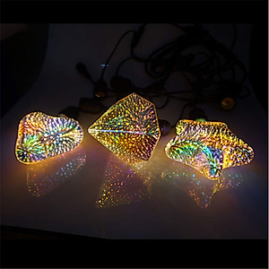 AMZSTAR 3D Firework Bulb Starry Light Bulb E27 AC 85-220V 4.5W Heart Bulb Warm White Light for Valentine's Day Decoration Bar Glass LED Lamp (Love Shape)