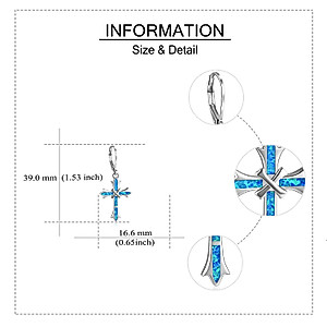 ONEFINITY Opal Cross Earrings Sterling Silver Cross Dangle Drop Earring Cross Leverback Earrings for Women