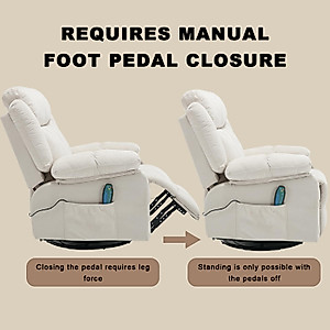 REFFICER Massage Recliner Chairs with Heat, Leather Reclining Chair with Cup Holders, Manual Oversized Rocker Recliner Single Sofa Couch, Overstuffed Theater Seating Recliner for Home Living