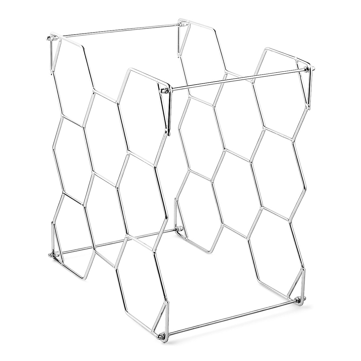 Qvist Sweden Tabletop Wine Racks 8 Bottles - Countertop Wire Rack for Storage, Display and Gifts - Small Free Standing Wrought Iron Metal Bottle Holder Gift - Stainless Steel Silver Chrome