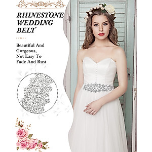 Jecery 3 Pieces Rhinestone Bridal Wedding Sash Belts Handmade Crystal Bridesmaid Sash for Formal Evening Dress Belts (White)