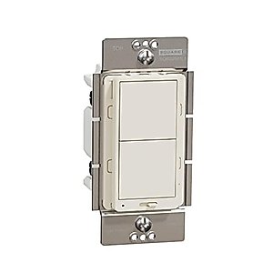 Square D by Schneider Electric Square D X Series 15 Amp Dimmer Light Switch Single-Pole/3-Way for LED, Halogen, Incandescent, and CFL Lighting, 600 Watt, Rocker, Matte Light Almond (SQR22601LA)