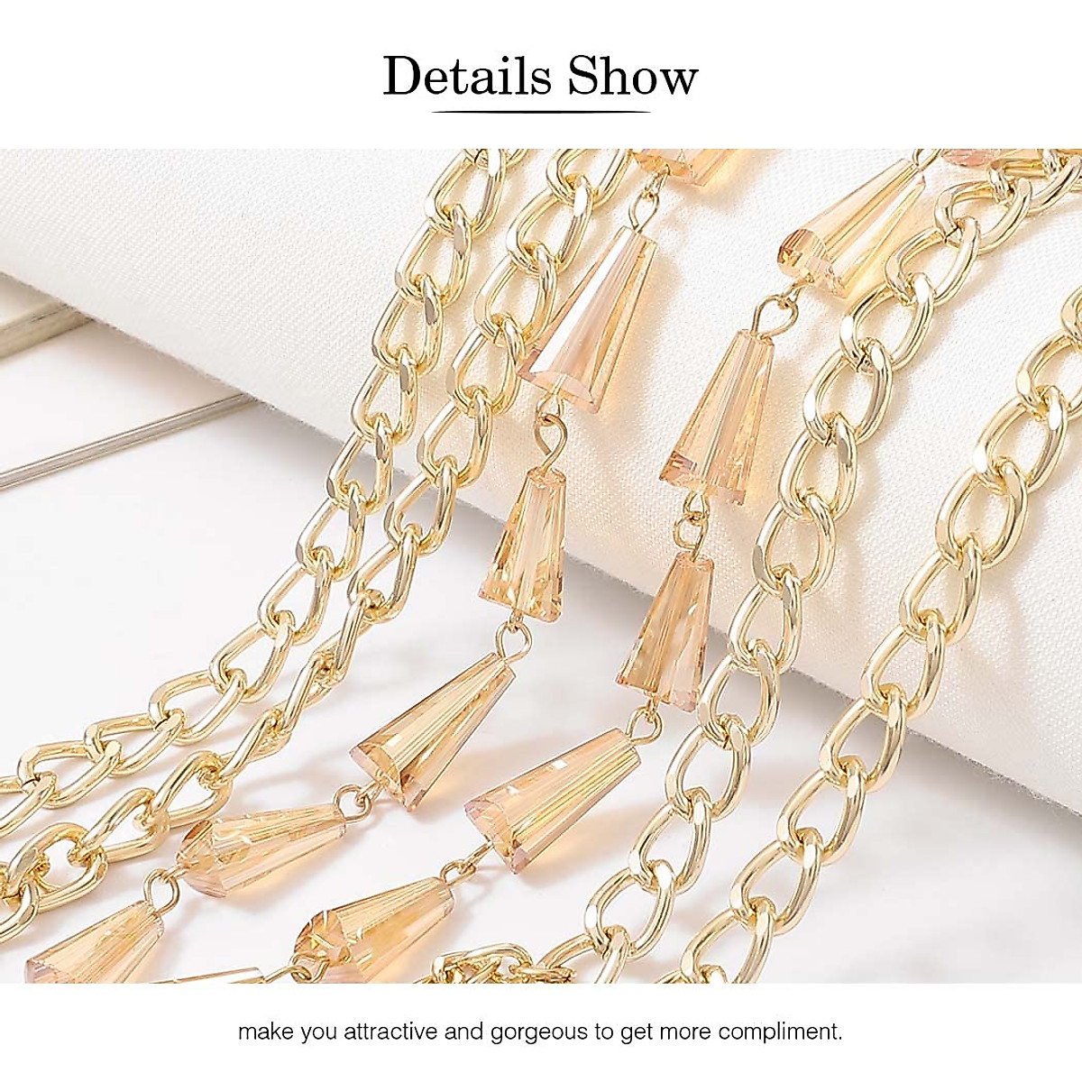 Bodiy Boho Body Chains Gold Tassel Crystal Chest Bra Chain Bikini Fringe Layered Waist Body Jewelry Accessories for Women and Girls