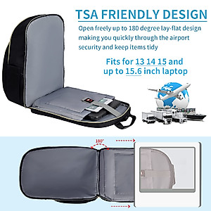 IGOLUMON Laptop Backpack for Women Men 15.6 Inch Waterproof School College bookbag TSA Friendly Travel Backpacks for High School/Business/Work/Travel Black