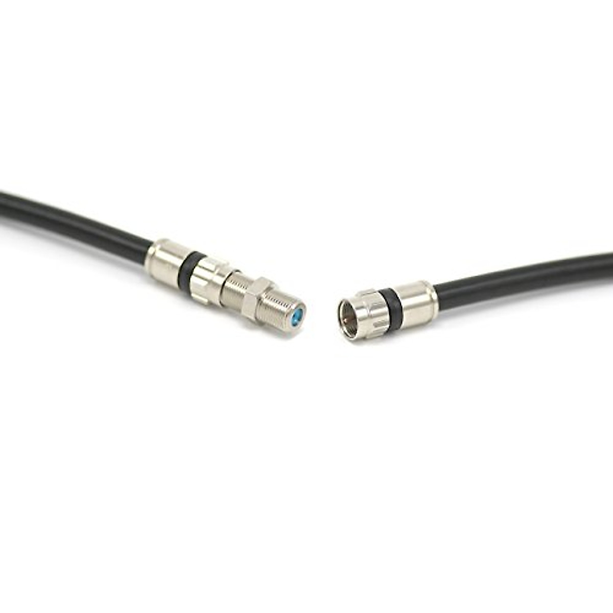 100' Feet, Black RG6 Coaxial Cable (Coax Cable) with Weather Proof Connectors, F81 / RF, Digital Coax - AV, Cable TV, Antenna, and Satellite, CL2 Rated, 100 Foot