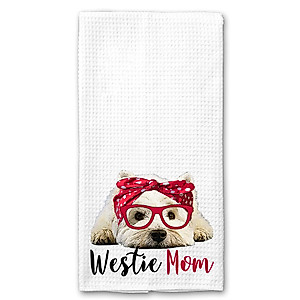 Westie Mom West Highland Terrier Microfiber Kitchen Tea Bar Towel Gift for Animal Dog Lover