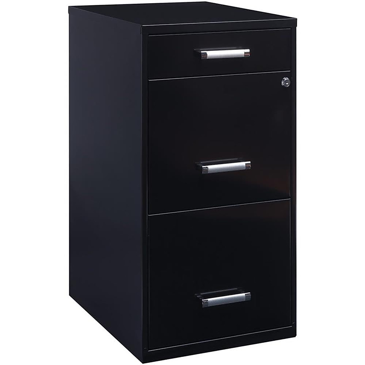 Scranton & Co 18" 3 Drawer Metal File Organizer Cabinet in Black
