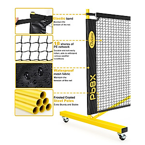 Choiana Pickleball Net with Wheels, Pickle Ball Net Portable Outdoor with 22ft Regulation Size Net, Court Markers, Durable Frame PE Knited Pickleball Practice Net System for Backyard Driveway