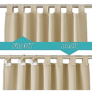 RYB HOME Patio Curtains Outdoor 2 Panels - Detachable Top Waterproof Outdoor Blackout Curtains Drapes for Porch Pergola Gezebo Cabana Sun Room Deck, W 52 x L 84 inch Long, Beige