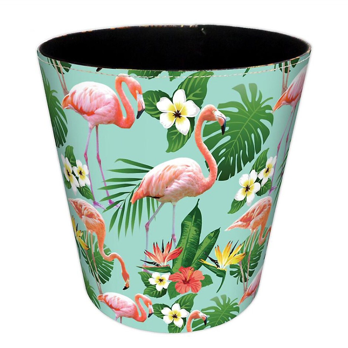 Lingxuinfo Scakbyer Waste Paper Bin, European British Style Flamingo Pattern Trash Can Wastebasket Garbage Can Without Lid Waste Bin for Kitchen Bathroom Bedroom - Flamingo