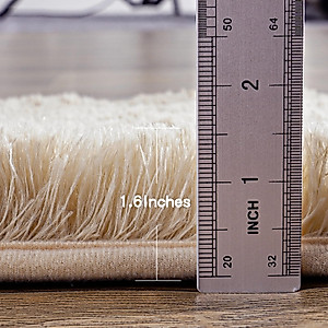 KING DARE 2x3 Area Rugs for Bedroom, Soft Small Throw Rug for Dorm, Soft Fluffy Shaggy Plush Fuzzy Shag Non-Slip Washable Carpet for Bedside Closet Girls Boys Room, Beige Rug