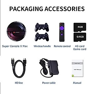 LXYFMS Retro Video Game Console, Super Console Built-in 3（EmuELEC/Android/CoreELEC）-in-1 System,4K UHD Output,Support PS1/PSP/NES/SEGA Saturn, Gifts for Men Who Have Everything