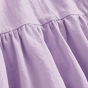 ZAFUL Women's Casual V Neck Summer Mini Dress Spaghetti Strap A-Line Short Dresses Backless Solid Color Sundress (A-f Purple,L)