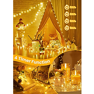 Minetom USB Fairy String Lights with Remote and Power Adapter, 66 Feet 200 Led Firefly Lights for Bedroom Wall Ceiling Christmas Tree Wreath Craft Wedding Party Decoration, Warm White