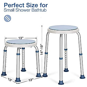 GreenChief Shower Chair for Inside Shower, 360 Degree Swivel Shower Stool, Small Shower Seat for Bathtub, Bathroom Tub Chair with Adjustable Height for Elderly, Handicap, Senior, Adults (300lbs)