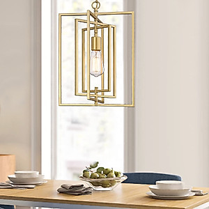 Kitchen Island Pendant Lighting, Farmhouse Indoor 1-Light Ceiling Pendant Lamp, Hanging Light Fixture for Hallway, Dining Room, Foyer and Bedroom (Gold)