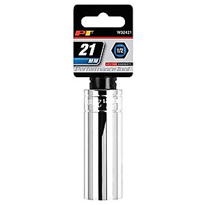 Performance Tool W32421 1/2 Drive 6-Point Socket, 21mm