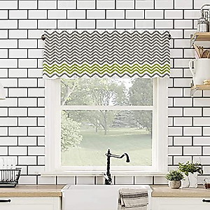 Artwork Store Valances Windows Curtain Abstract Chevron Zig Zag Gary and Yellow Ripple Kitchen Valances Rod Pocket Window Treatment Short Curtains Valance for Window 1 Panel,42 by 18 inches