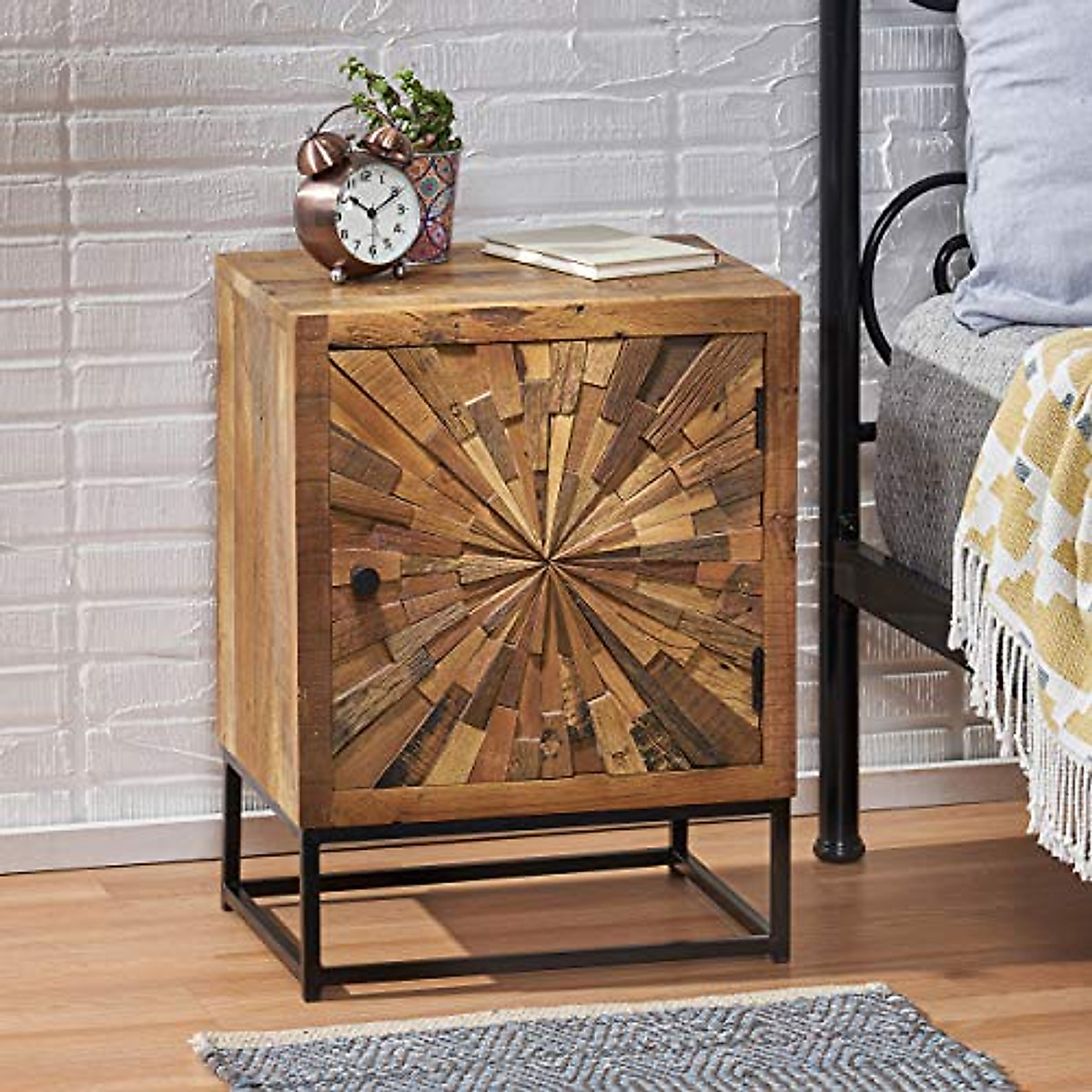 Christopher Knight Home Gatsby Boho Wooden Night Stand, Natural, Black