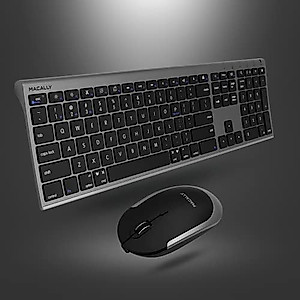 Macally Premium Bluetooth Keyboard and Mouse for Mac - Multi Device - Rechargeable Mac Wireless Keyboard and Mouse Combo (110 Keys) - Slim Keyboard Mouse for MacBook and iMac - Space Gray
