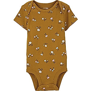 Simple Joys by Carter's Baby Girls' Short-Sleeve Bodysuit, Pack of 6, Multicolor/Floral/Forest Animals/Owl/Sheep, 3-6 Months