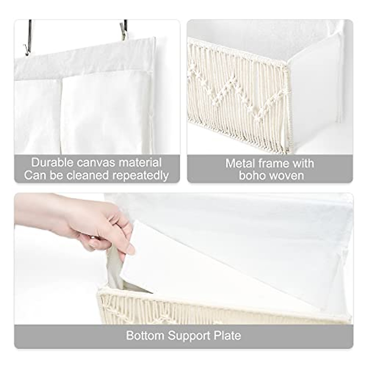 Mkono Macrame Over The Door Organizer and Hanining Laundry Hamper