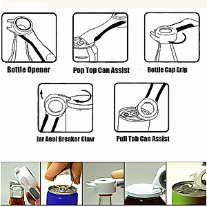 5 in 1 Lids off Jar Opener, Bottle Opener, Ideal For Women, Kids, Seniors - for Multipurpose Kitchen Tool, Easy open. White