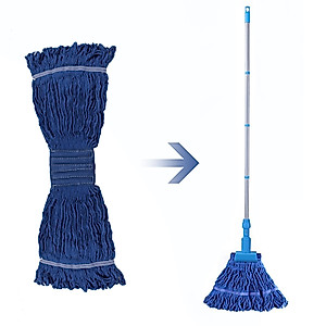 4 Pack Commercial String Mop Head, Replacement Heavy Duty Mop Head Refills, Loop-End Mop Head for Cotton Looped End Wet Cleaning Mop Refill for Home, Industrial and Commercial Use (4 Color)