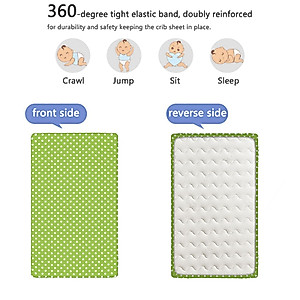 Polka Dots Themed Fitted Crib Sheet,Standard Crib Mattress Fitted Sheet Ultra Soft Material-Crib Mattress Sheet or Toddler Bed Sheet,28“ x52“,Lime Green and White
