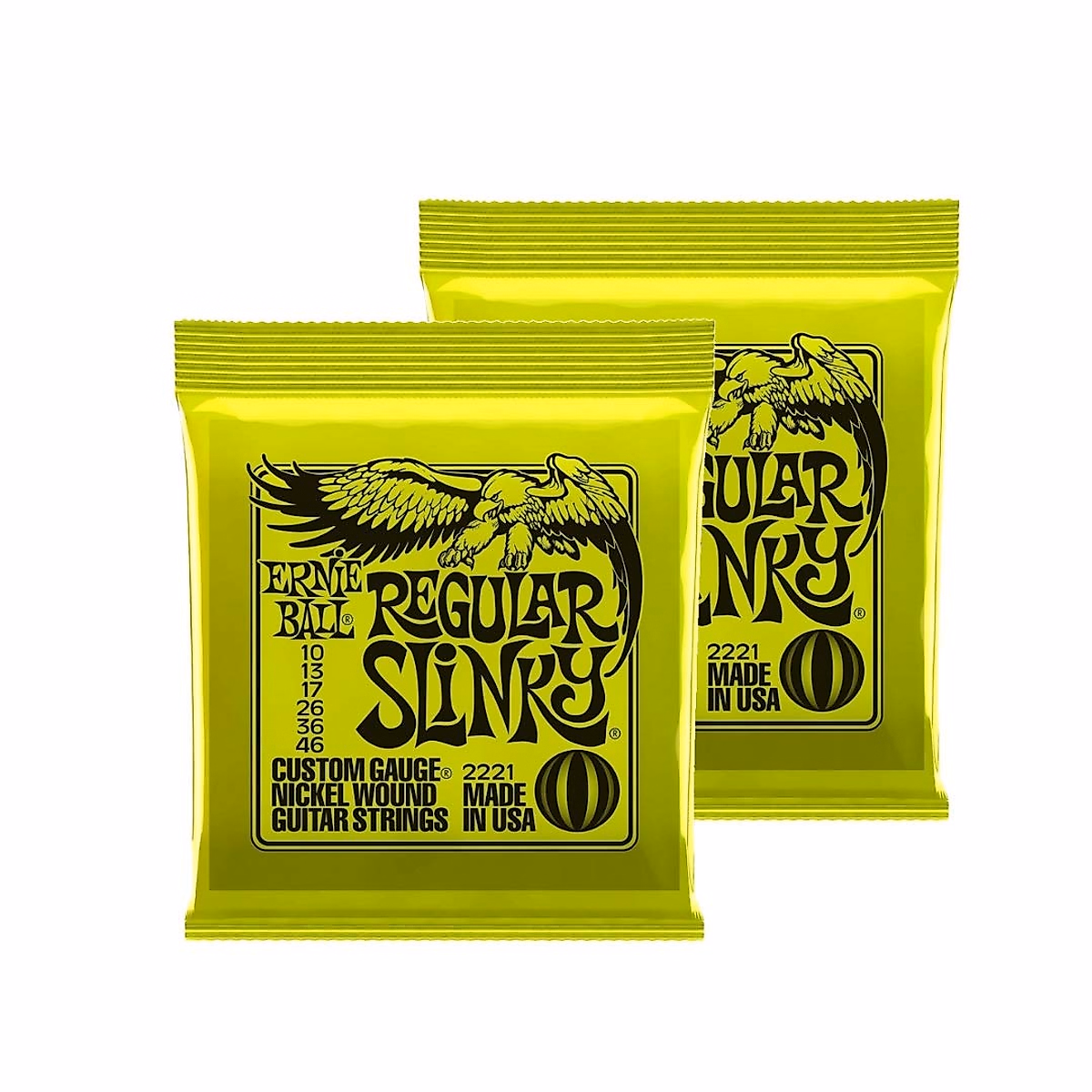 Ernie Ball Electric Guitar Strings - Regular Slinky Nickel Wound 10-46 - 2 Pack