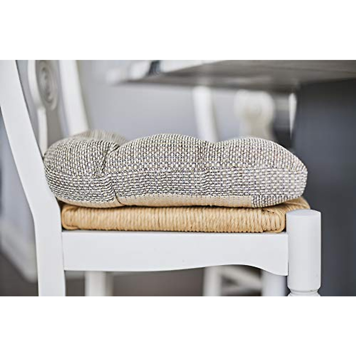 Klear Vu Tyson Gripper Universal Non-Slip Chair Cushions for Dining Room, Kitchen and Office Use, U-Shaped Skid-Proof Overstuffed Seat Pad, 15x15 Inches, 2 Count (Pack of 1), Natural