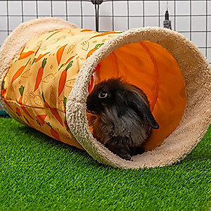 ORZECHKO Rabbit Hideout Tunnel - Small Animal Tunnel Tube House Indoor for Bunny Guinea Pig Rat Hamster Ferret Chinchilla - Playing Sleeping Resting Soft Fleece Foldable Nest Habitat