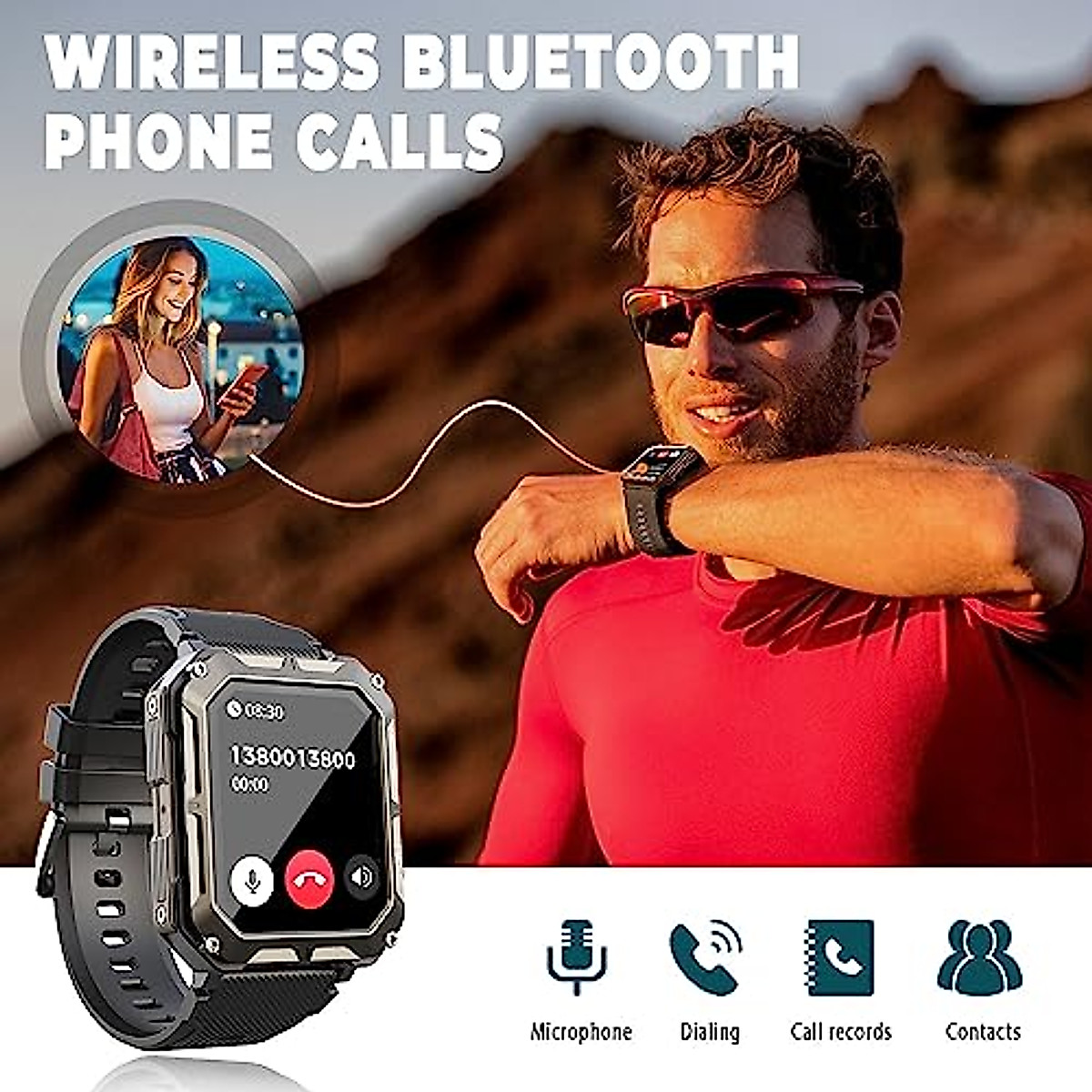 𝑭𝑰𝑳𝑰𝑬𝑲𝑬𝑼 𝑴𝒊𝒍𝒊𝒕𝒂𝒓𝒚 𝑺𝒎𝒂𝒓𝒕 𝑾𝒂𝒕𝒄𝒉 𝑴𝒆𝒏 Bluetooth Call Ip68 Waterproof Fitness Smart Watches Heart Rate Blood Pressure Smart Watch Black Steel Man Smartwatches for Android iOS