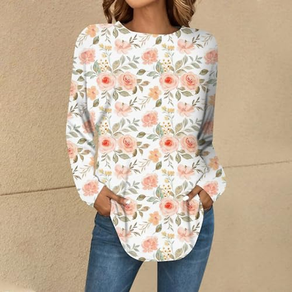 Oversized Shirts Sweatshirts for Women Fashion Pullover Camo Graphic Sweatshirts Lightweight Clothes White Shirts for Women Shirts(1-Watermelon Red,Small)