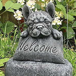 EKDJKK Bulldog Resin Statue, Animal French Bulldog Ornament Figurine Sculpture, Garden Decoration Porch Lawn Welcome Statue for Indoor & Outdoor, Home, Office, Lawn, Patio