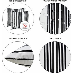 Black and White Striped Outdoor Pillow Cover, Outdoor Pillow Covers 18x18 Waterproof Set of 2, Decorative Throw Pillow Cover for Outside Patio Furniture Garden (No Inserts)