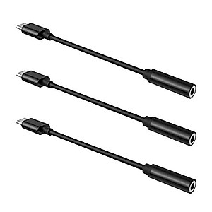 UKCOCO USB Type C to 3.5mm Headphone Jack, 3 Pack Audio Earphone Cable Converter for One Plus 6t, Huawei Tablet M5, Moto Z Z Droid Force Play and USB C Device