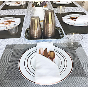 JL Prime 100 Rose Gold Glitter Plastic Cups - 9 Oz Reusable and Recyclable - Elegant Rose Gold Glitter Tumblers for Weddings, Anniversaries, Showers, Parties - Small Drinking Cups