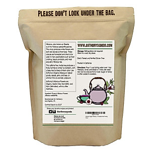 Anthony's Organic Hibiscus Flowers, 1 lb, Cut & Sifted, Gluten Free, Non GMO, Non Irradiated, Keto Friendly