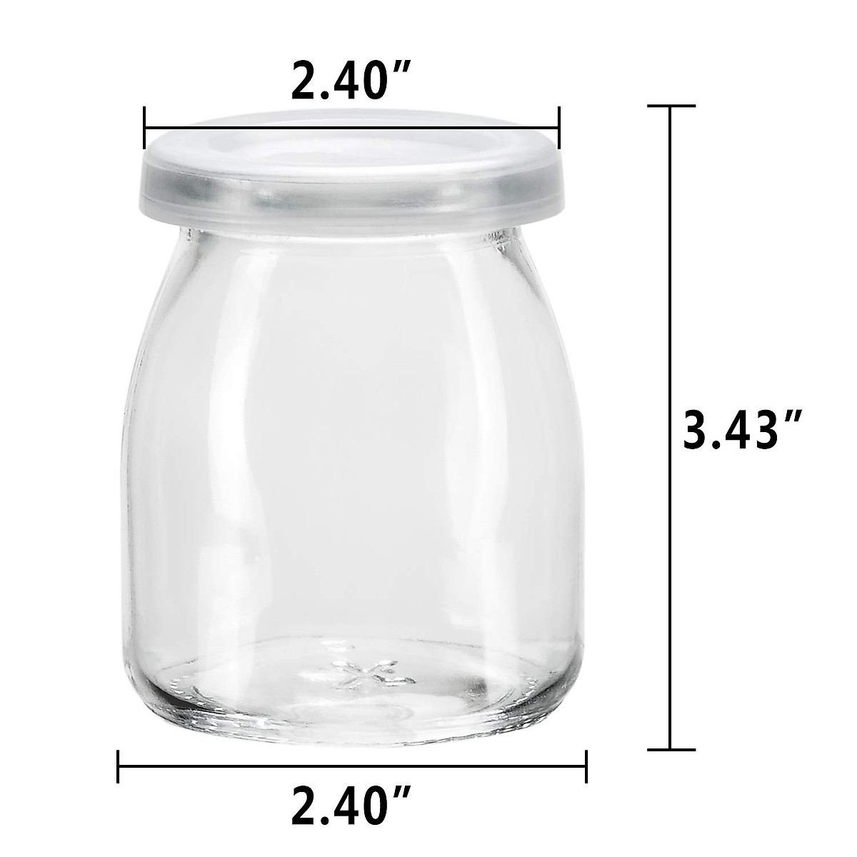 Glass Yogurt Container With Lids,Encheng 7 oz Clear Glass Jars With Lids(PE),Replacement Glass Pudding Jars Yogurt Jars,Glass Container With Twine n Tag For Milk,Jams,Jelly,Mousse,Dishwaresafe 40 Pack