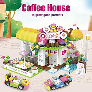 Friends Water Park Cafe Toy Building Set for Kids, 1140 Pieces Coffee Shop Summer Swimming Pool Building Blocks Sets with Storage Box, Friends Sets House Christmas Birthday Gift for Girls Age 6-12