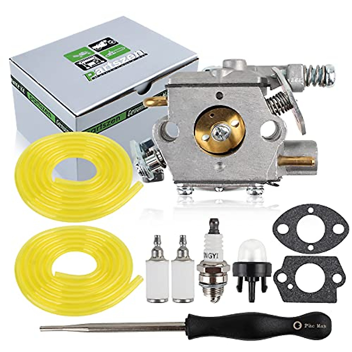 partszen 309376002 Carburetor for Ryobi RY3714 RY3716 Gas Chainsaw Carb with Primer Bulb Spark Plug Fuel Filter